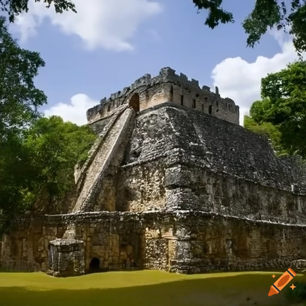 Mayan-style stone medieval castle