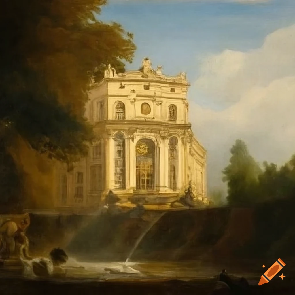 Neoclassical Landscape Painting With A House And Fountain On Craiyon neoclassical-landscape-painting-with-a-house-and-fountain-on-craiyon