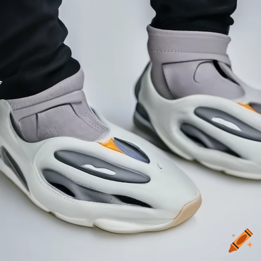 Side view of futuristic yeezy 700 v3 adidas ski boot slip-on sneaker on ...
