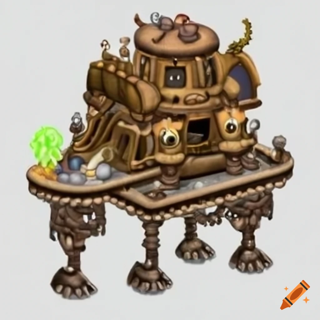 Steampunk-inspired structure in my singing monsters game on Craiyon