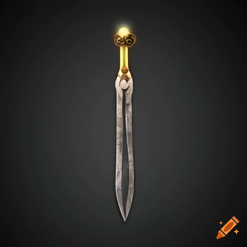 Ancient gaulish magical sword on black background
