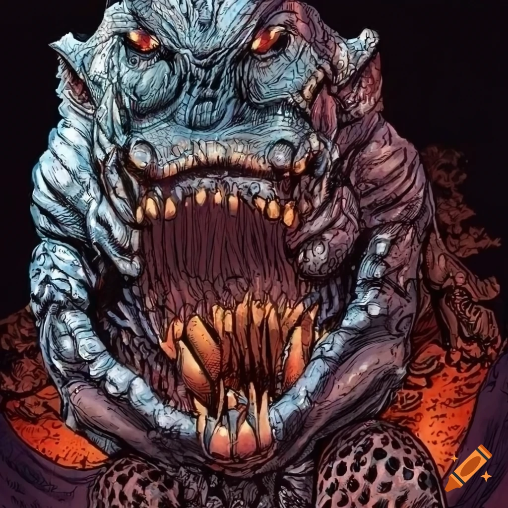 Illustration of a kaiju monster fighting a robot