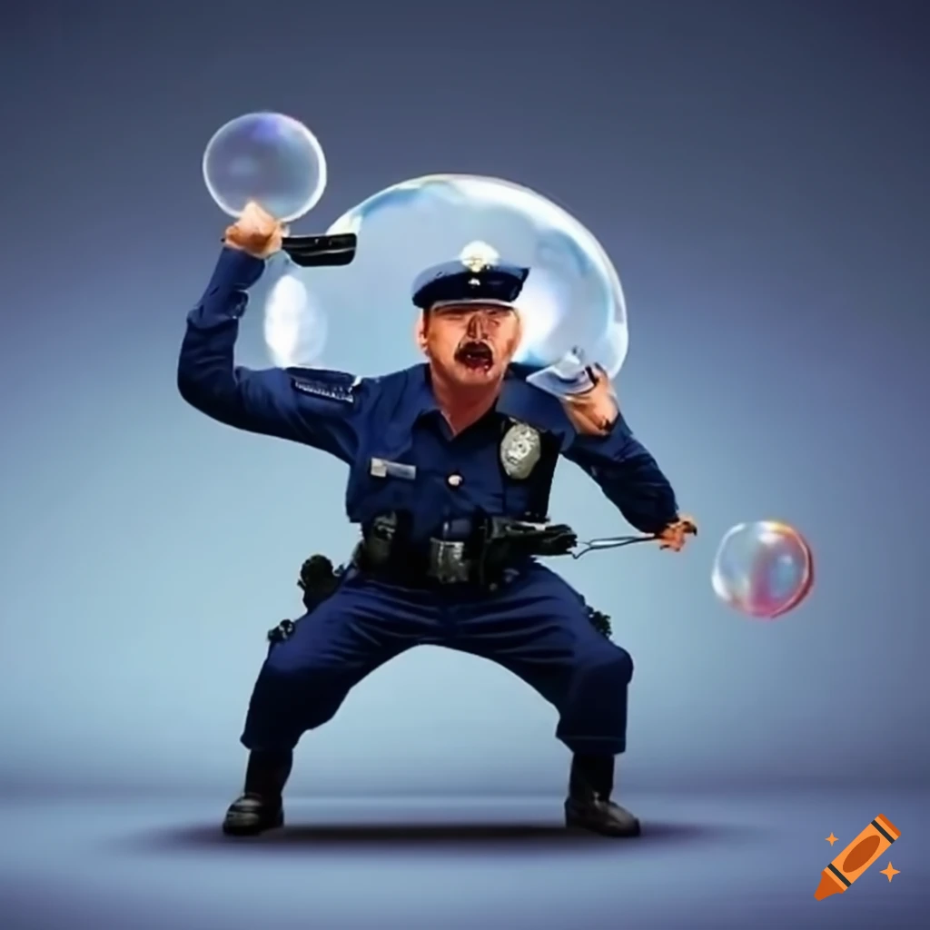 Surreal illustration of bubble police on Craiyon
