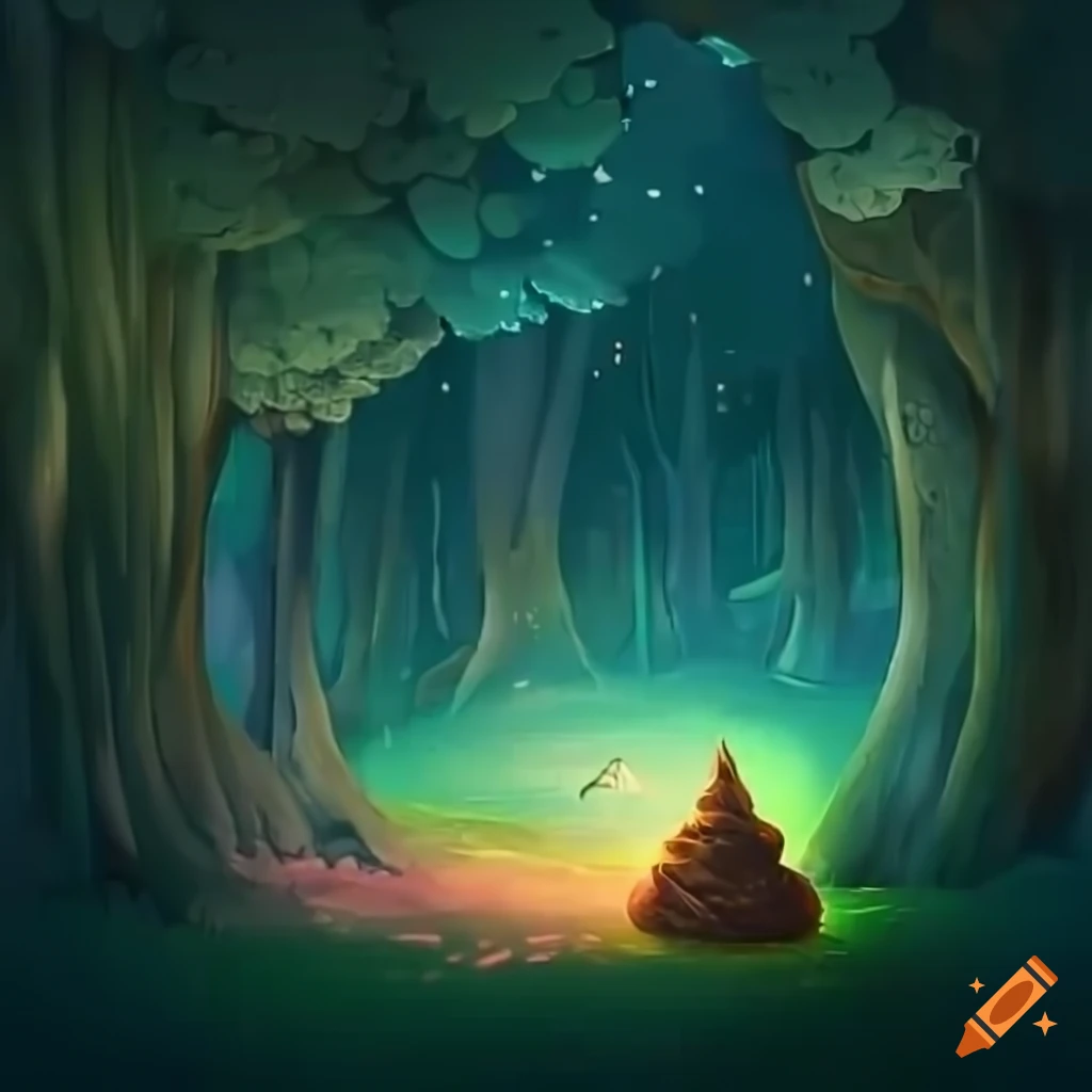 Artistic masterpiece of a cute poop in a fantasy scenery on Craiyon