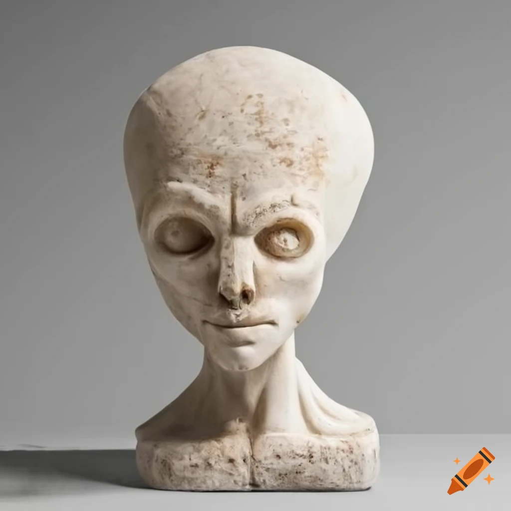 Marble statue of an alien being on Craiyon