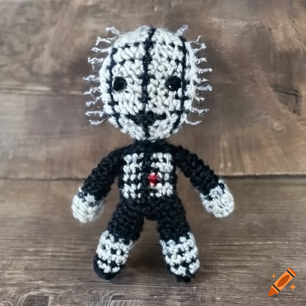 Amigurumi pinhead figure for halloween on Craiyon