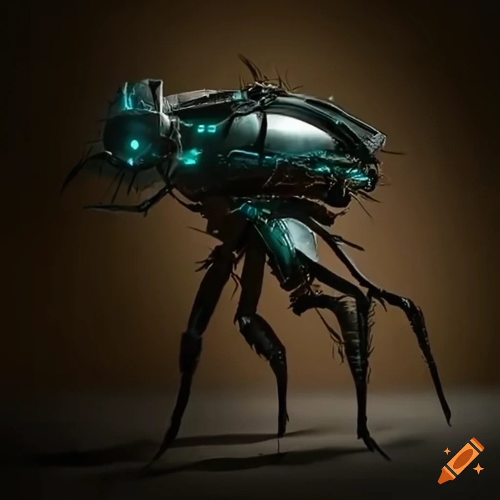 Image of a fierce robotic insect on Craiyon