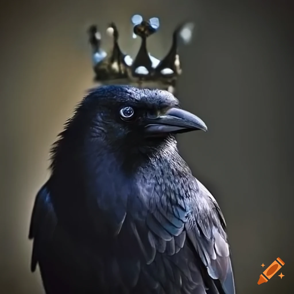 Crow with purple wizard hat drinking coffee in a medieval city on Craiyon
