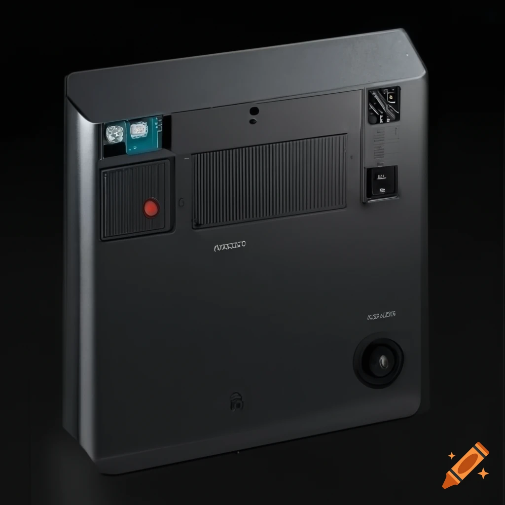 Front view of a vhs tape recorder with display and tape slot on Craiyon