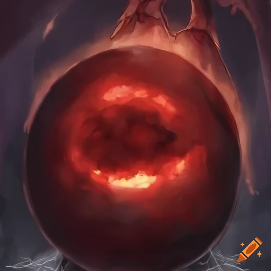 Red orb in fantasy artwork on Craiyon