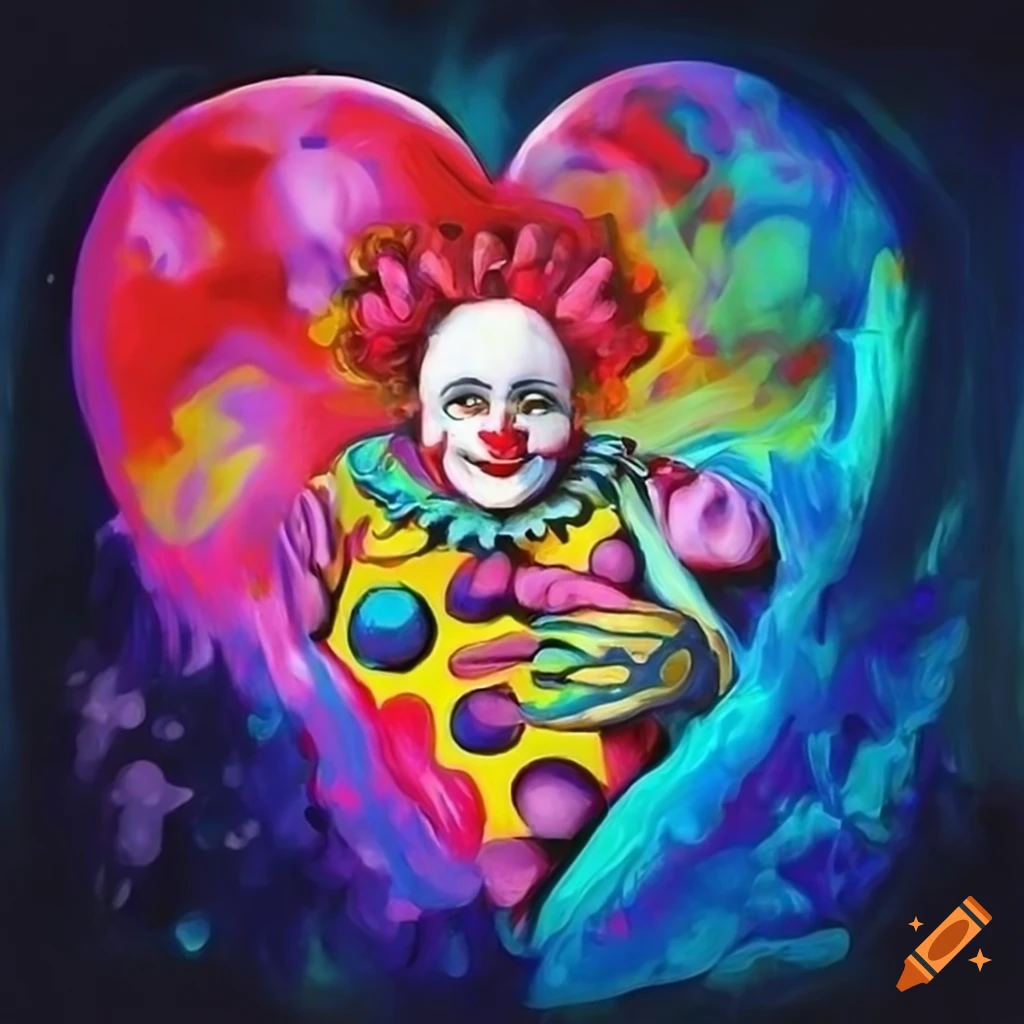 Colorful painting of a clown on Craiyon