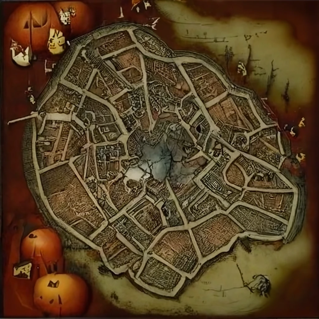 Hyperrealistic halloween city map