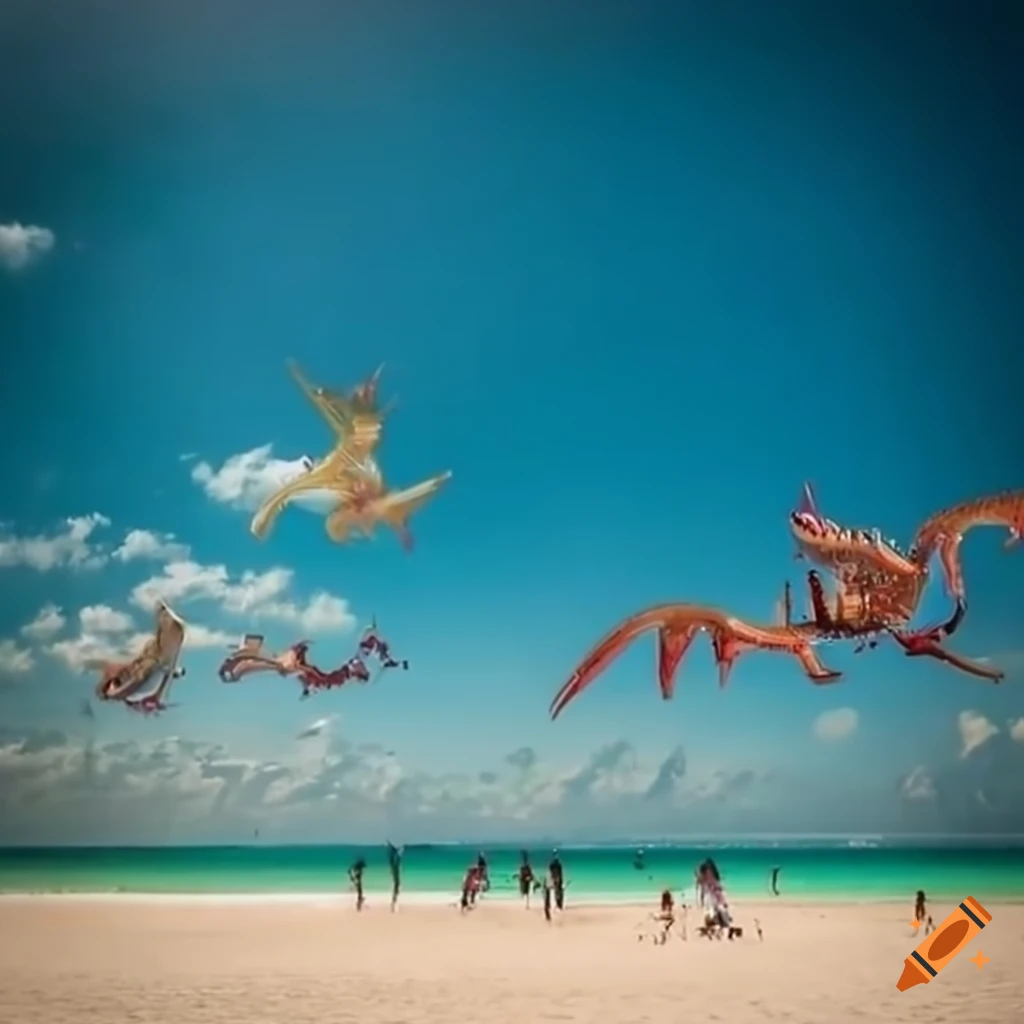 Dragons flying over miami beach panorama on Craiyon