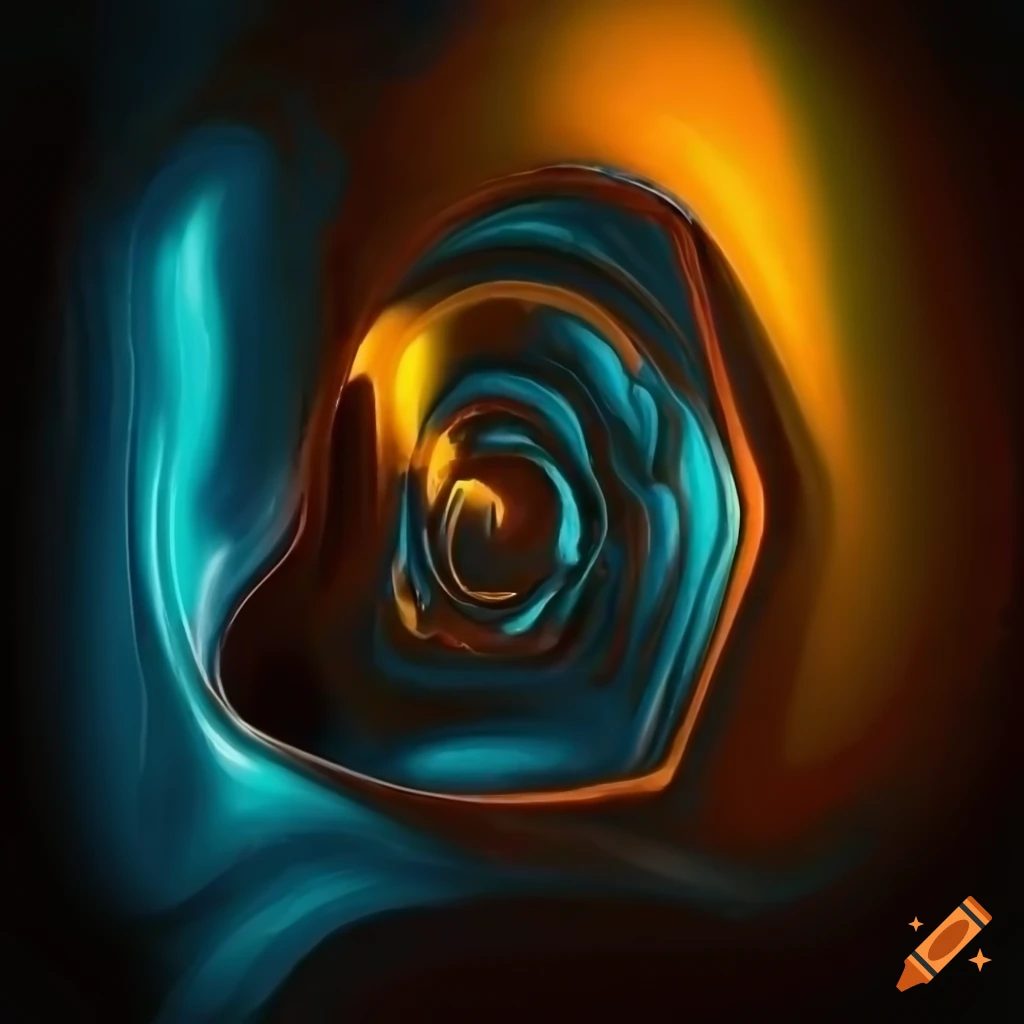 Abstract still life painting of metallic shapes on Craiyon