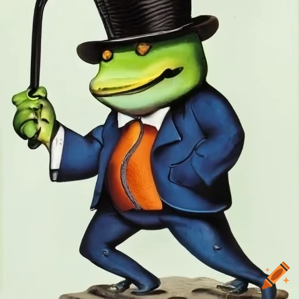 Dapper crocodile in a three piece suit with a cane in the style of jojo ...