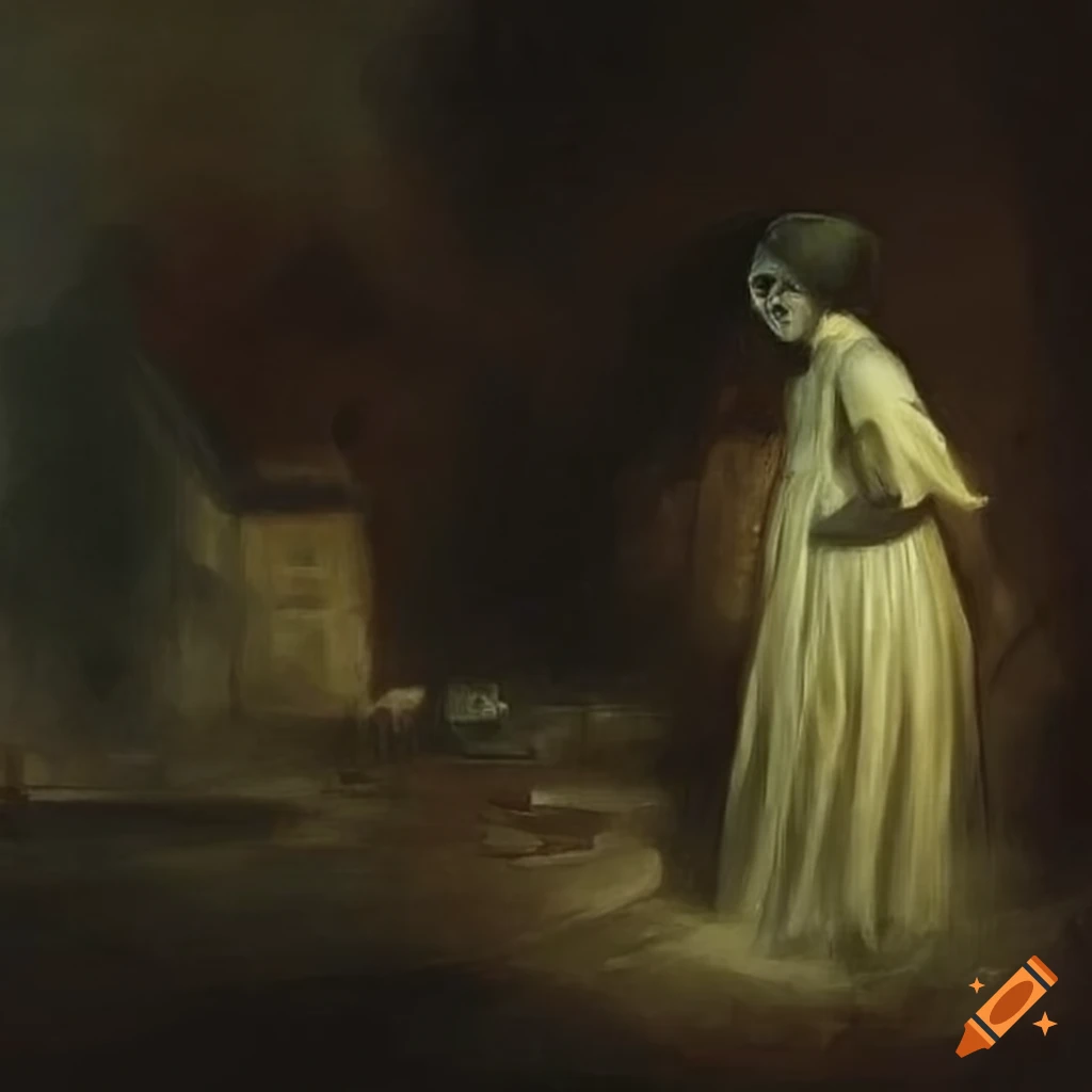 Painting by frank duveneck with floating figures on Craiyon