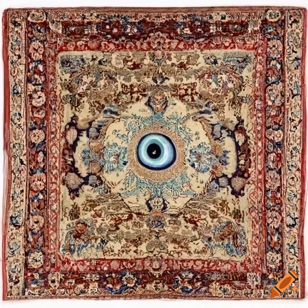 Turkish silk hereke rug with evil eye pattern on Craiyon