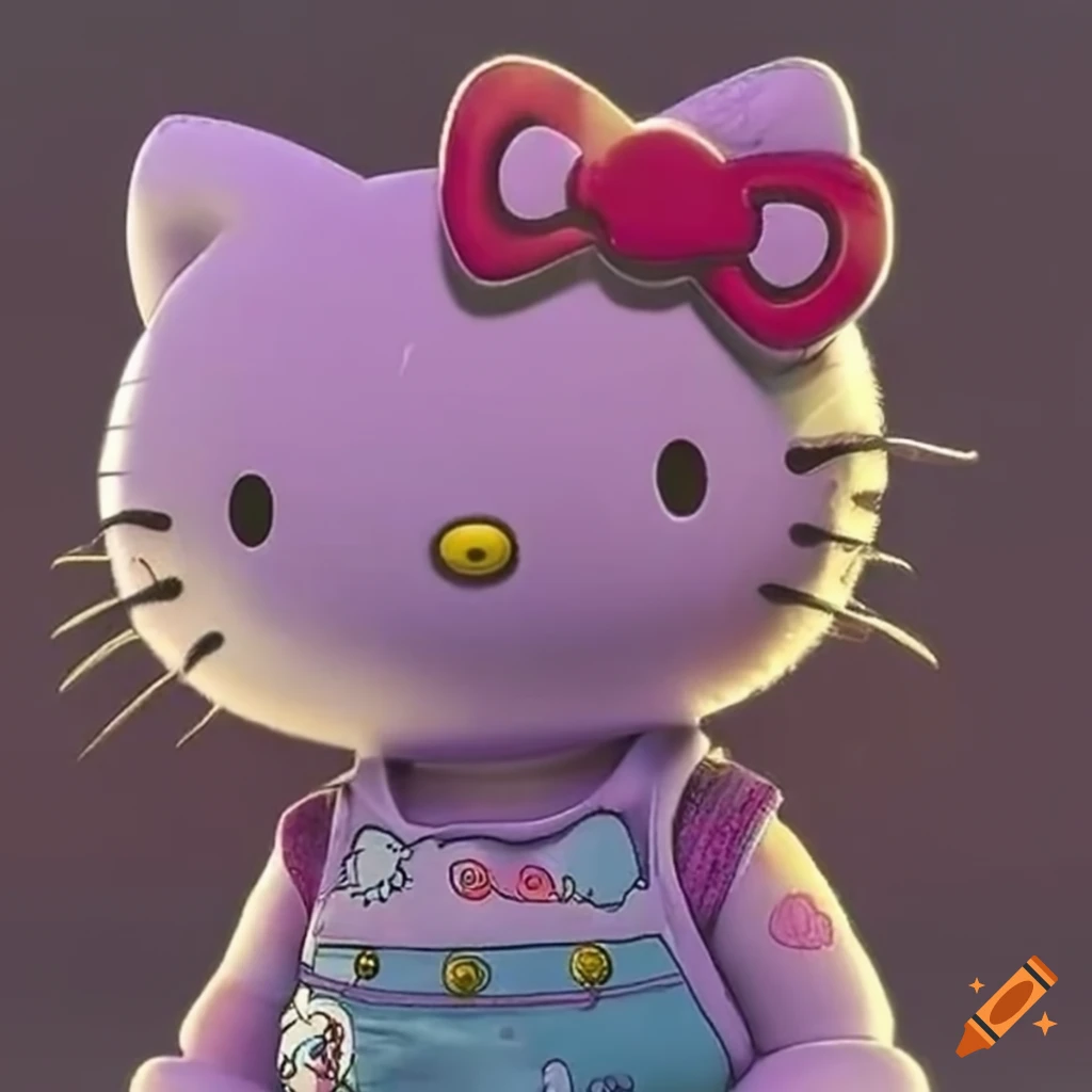 Detailed view of the big white paws in human feet style of hello kitty ...