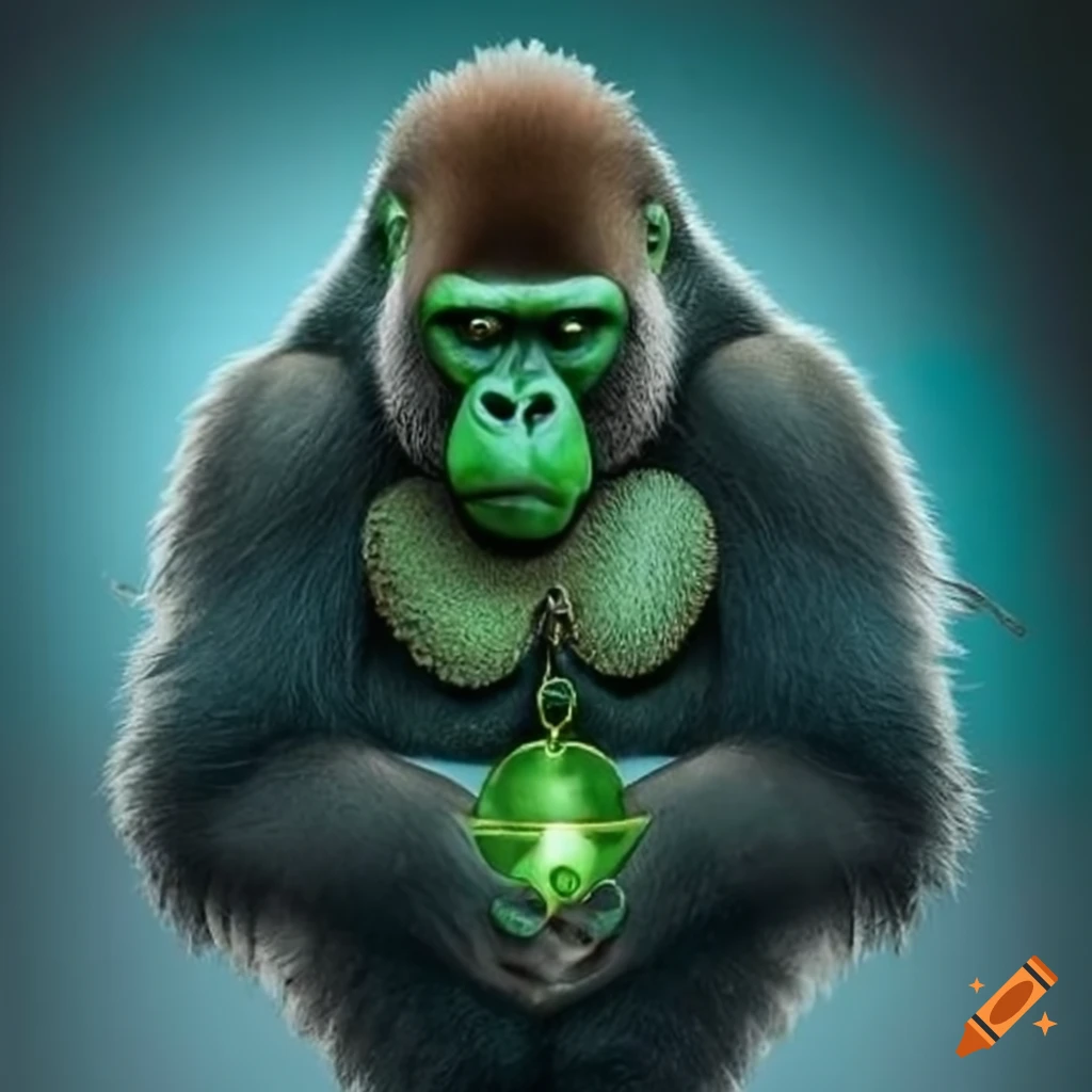 Gorilla with a green amulet on Craiyon