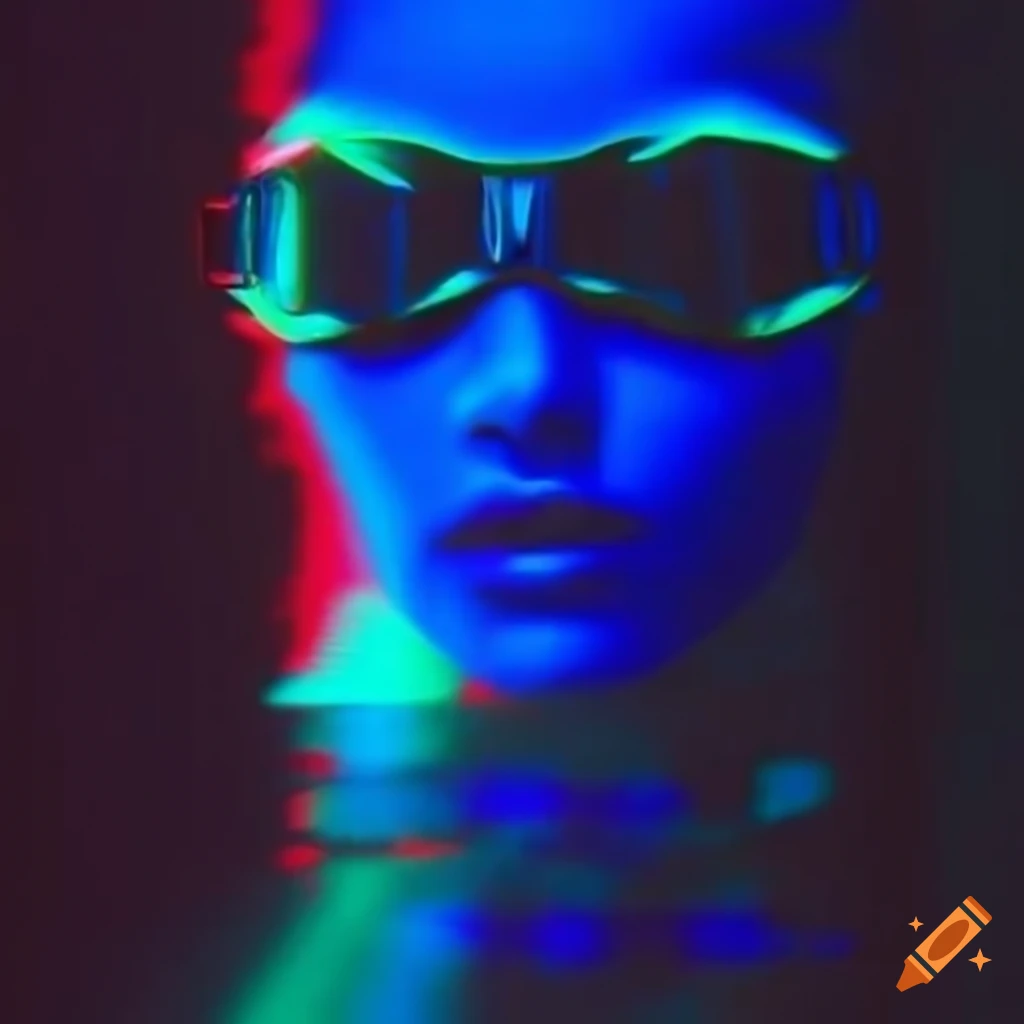 Futuristic female model with code glitch effect on Craiyon