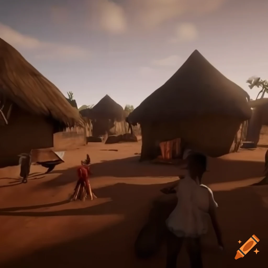 African family in an African savanna village on Craiyon
