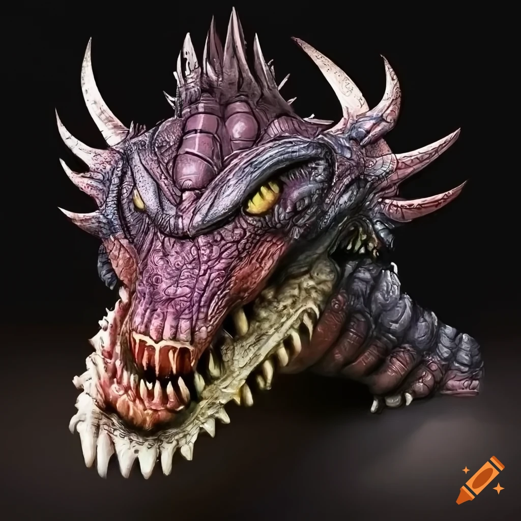 Digital artwork of a kaiju monster fighting a robot on Craiyon