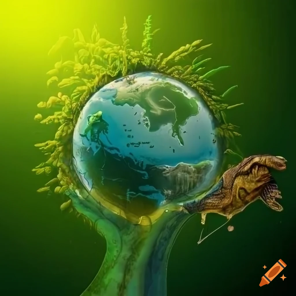 Illustration of the connection between nature and creatures on Craiyon