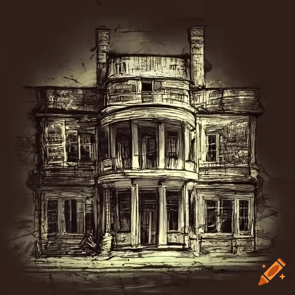 Detailed drawing of arkham asylum at night on Craiyon