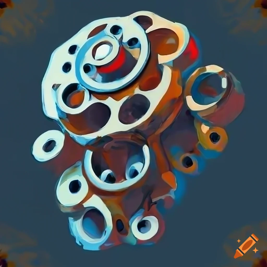 2D vector mechanical shape abstract art on Craiyon