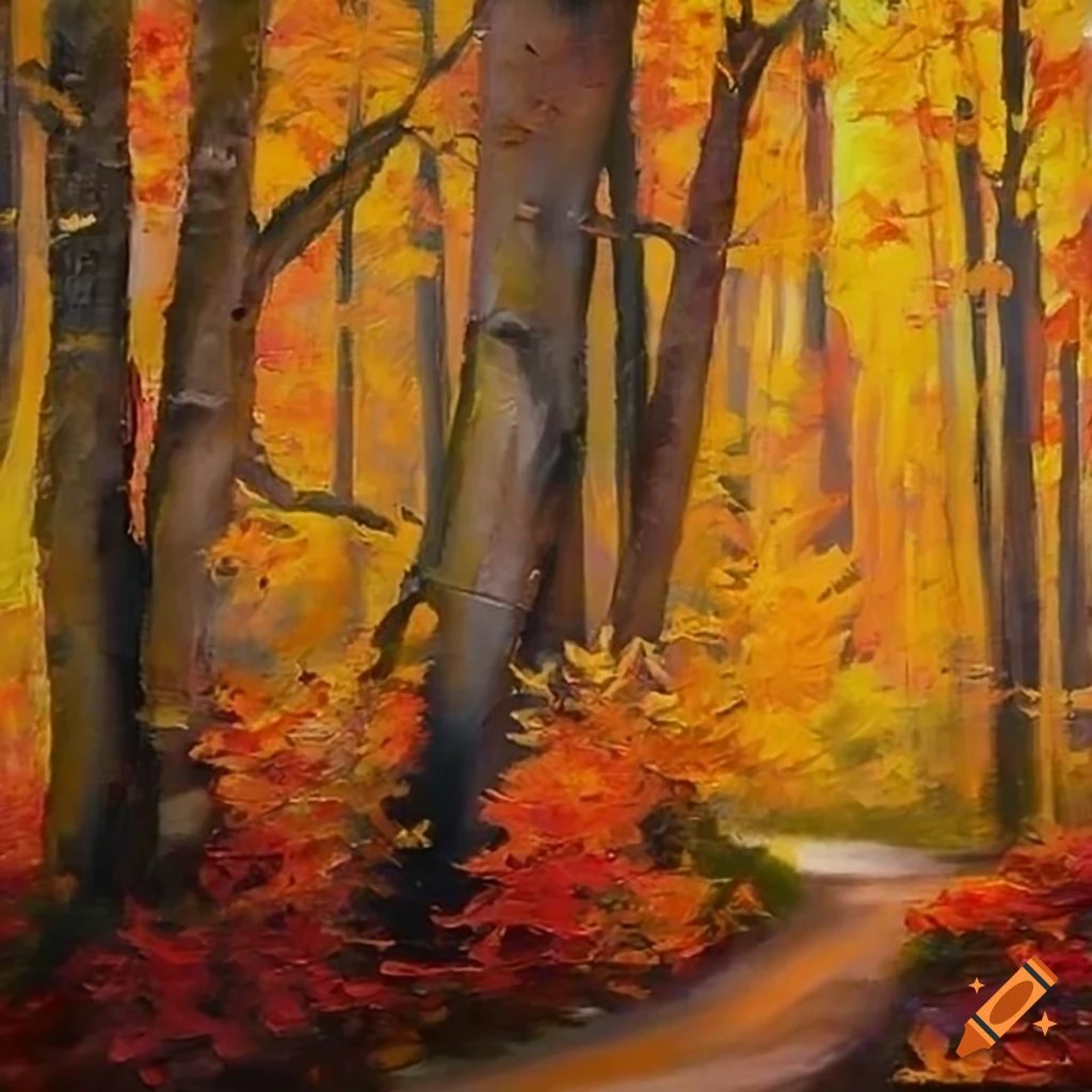 Realistic oil painting of autumn wilderness in the pacific northwest on ...