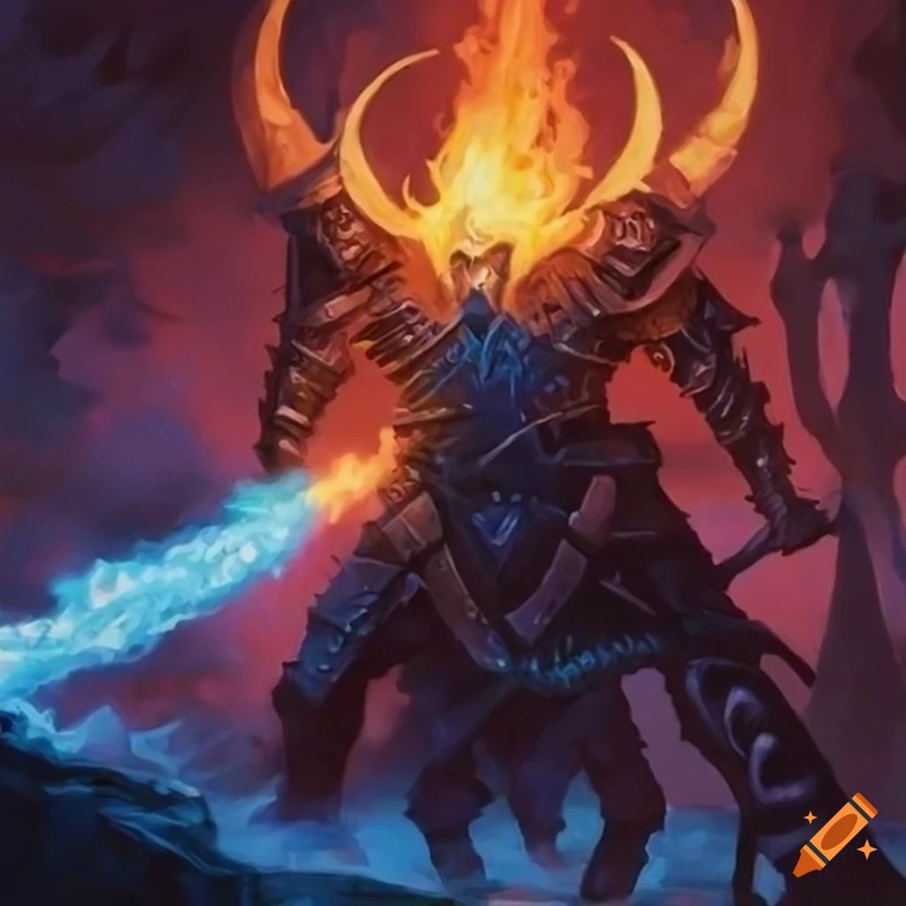 Blue mtg art titled 'ardent invasion, fire the graves'