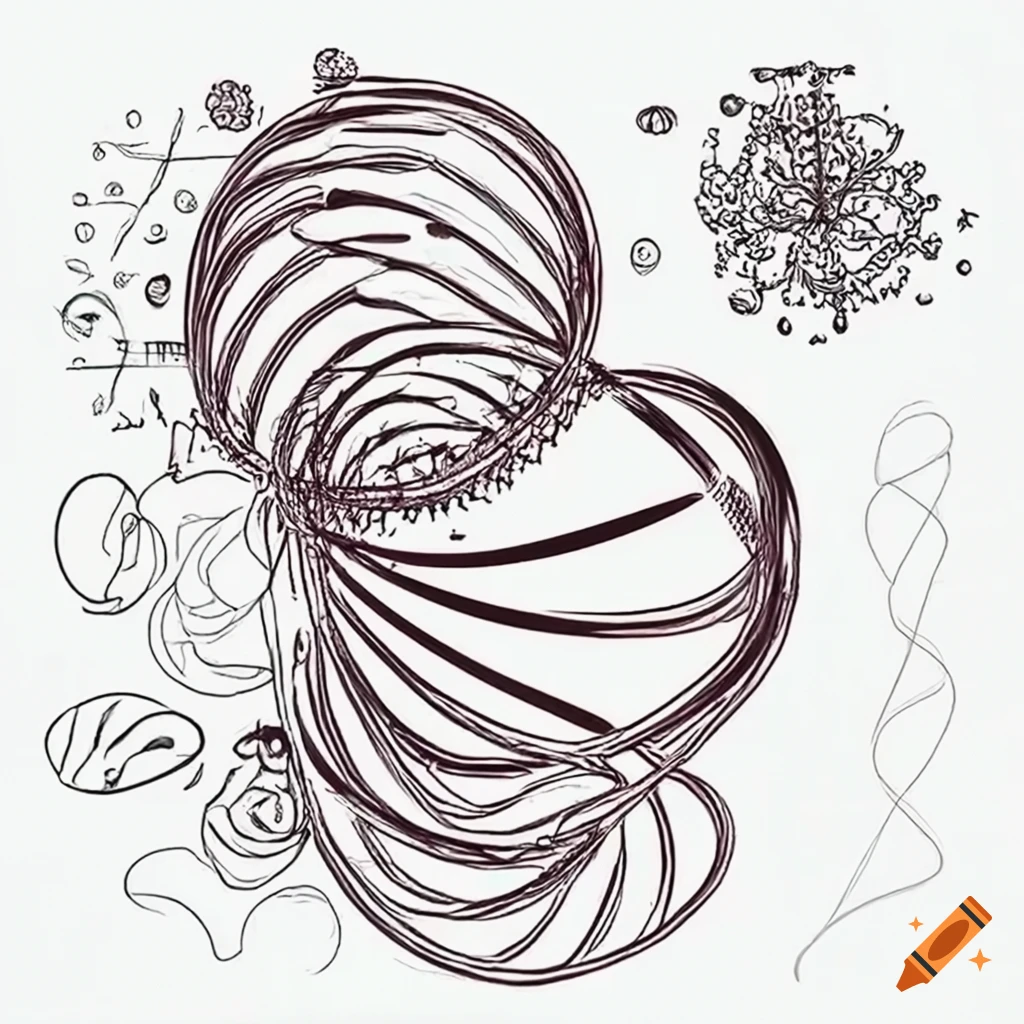 Intriguing illustration of twisted dna strands with demonic symbols