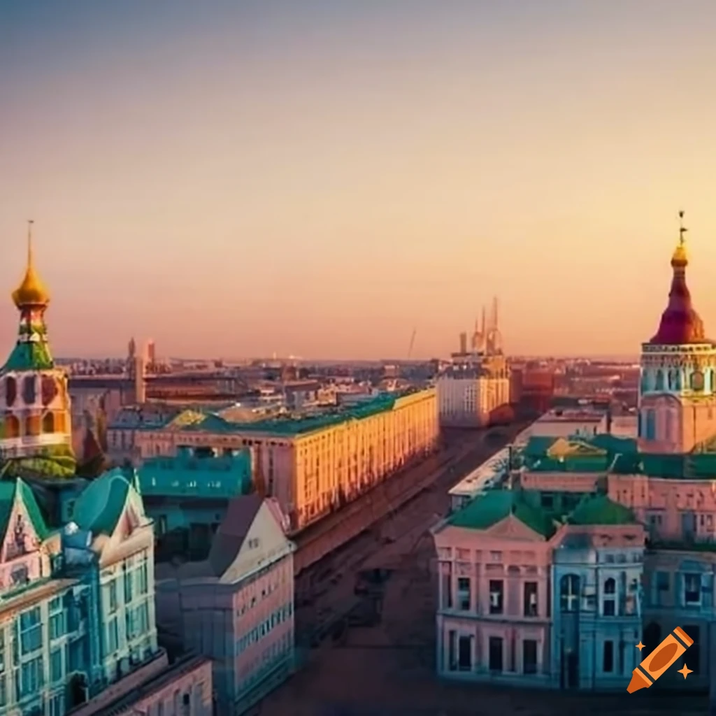 View of a modern Russian city square from above on Craiyon