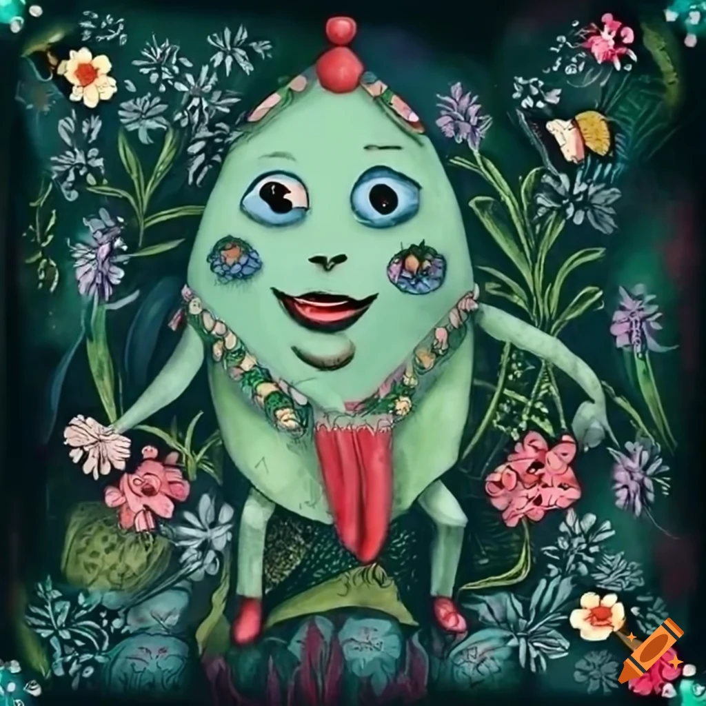 Illustration of alice in wonderland forest scene