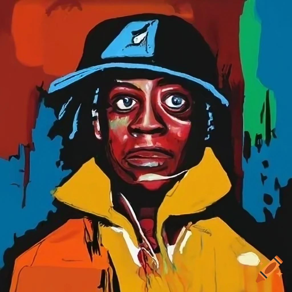 Painting of dane dana in the style of basquiat