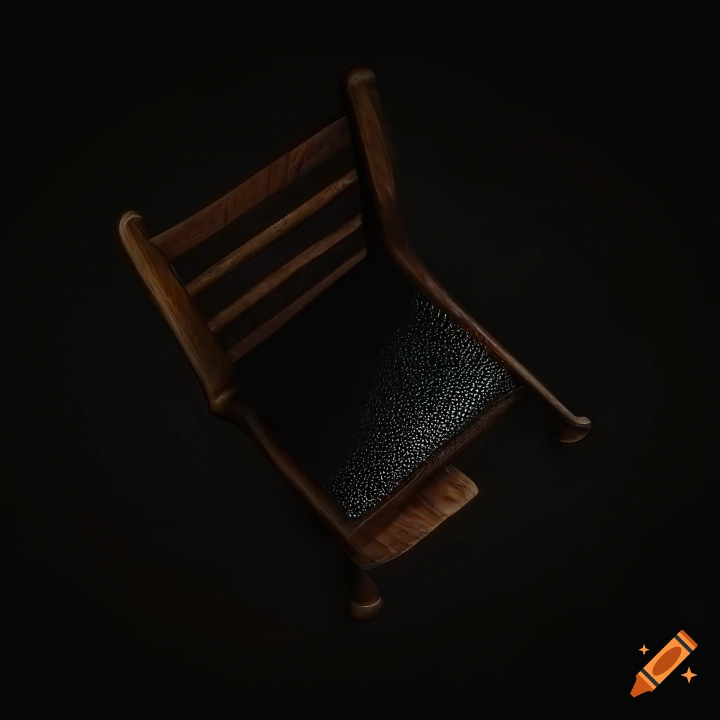 Minimalist dark wooden chair on black background