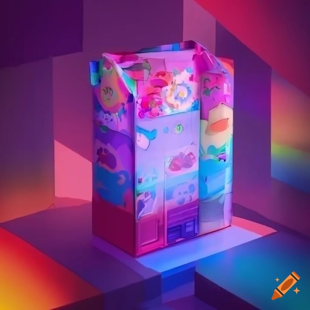 Digital illustration of a milk carton with anime style on Craiyon