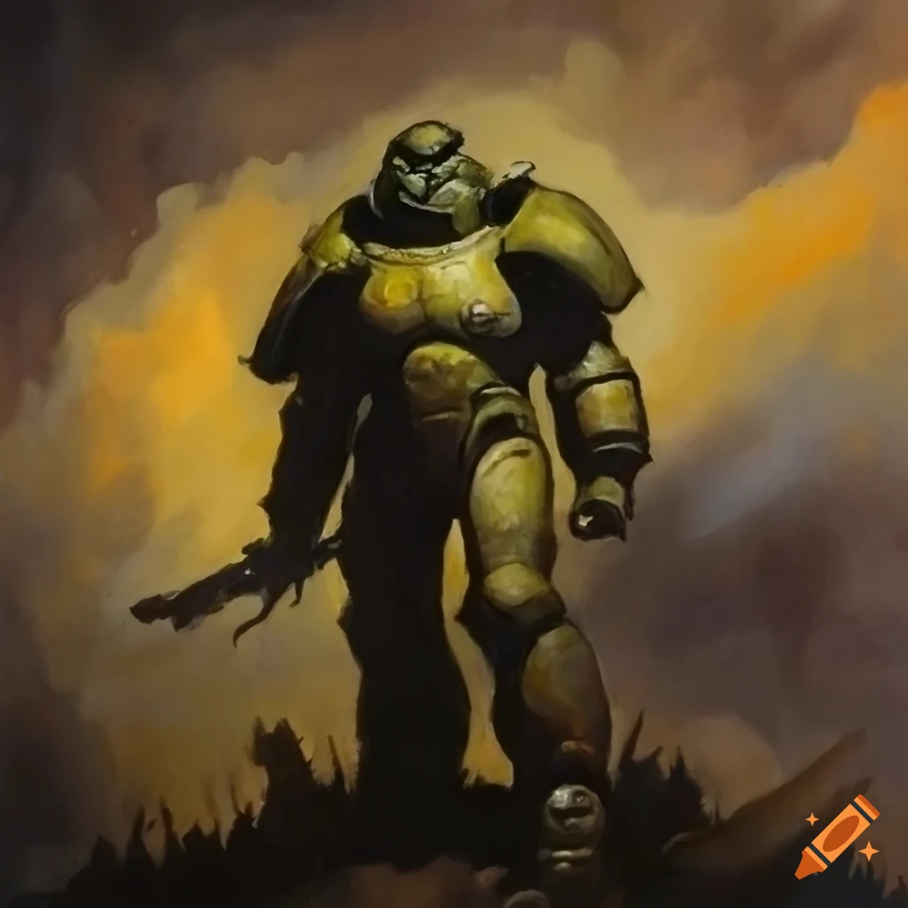 Fallout power armor painting with a moody atmosphere on Craiyon