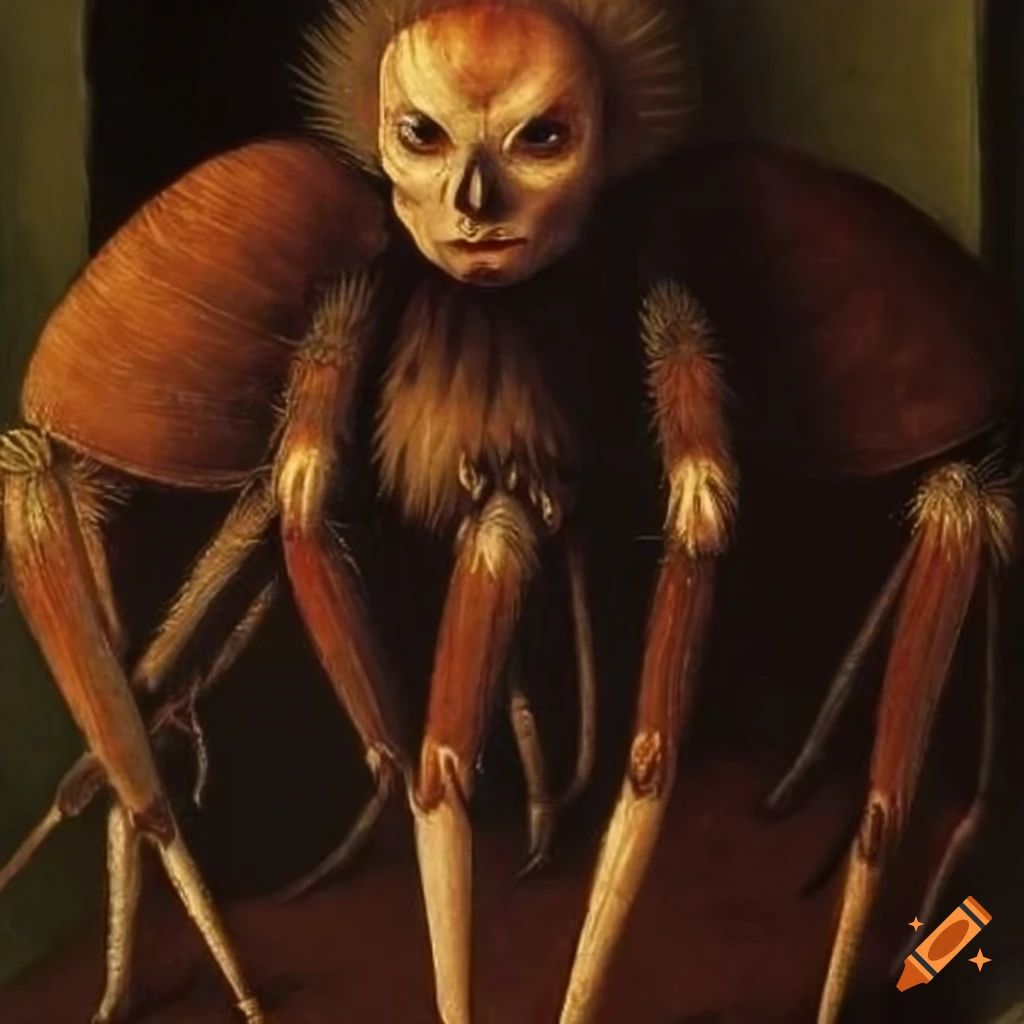 Scary spider painting by hans memling on Craiyon
