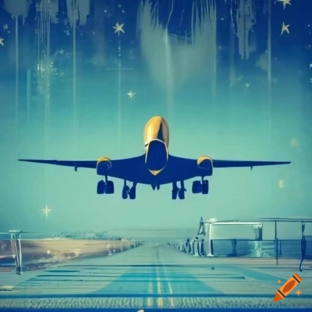 Vintage airport jet way with stars design