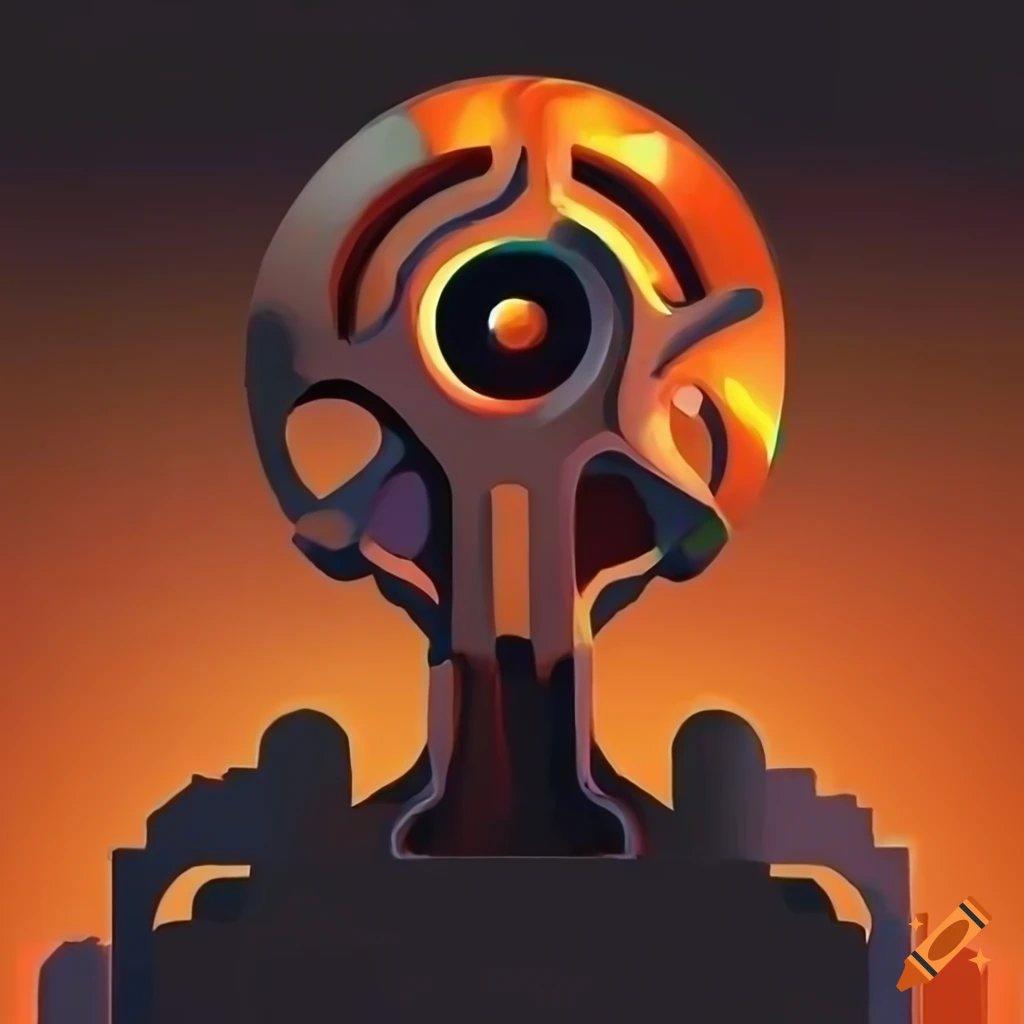 Abstract 2D vector mechanical shape painting on Craiyon