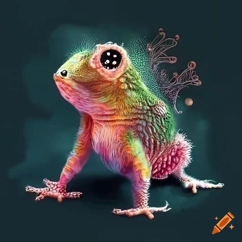 Intricate horror frog mushroom sculpture on Craiyon