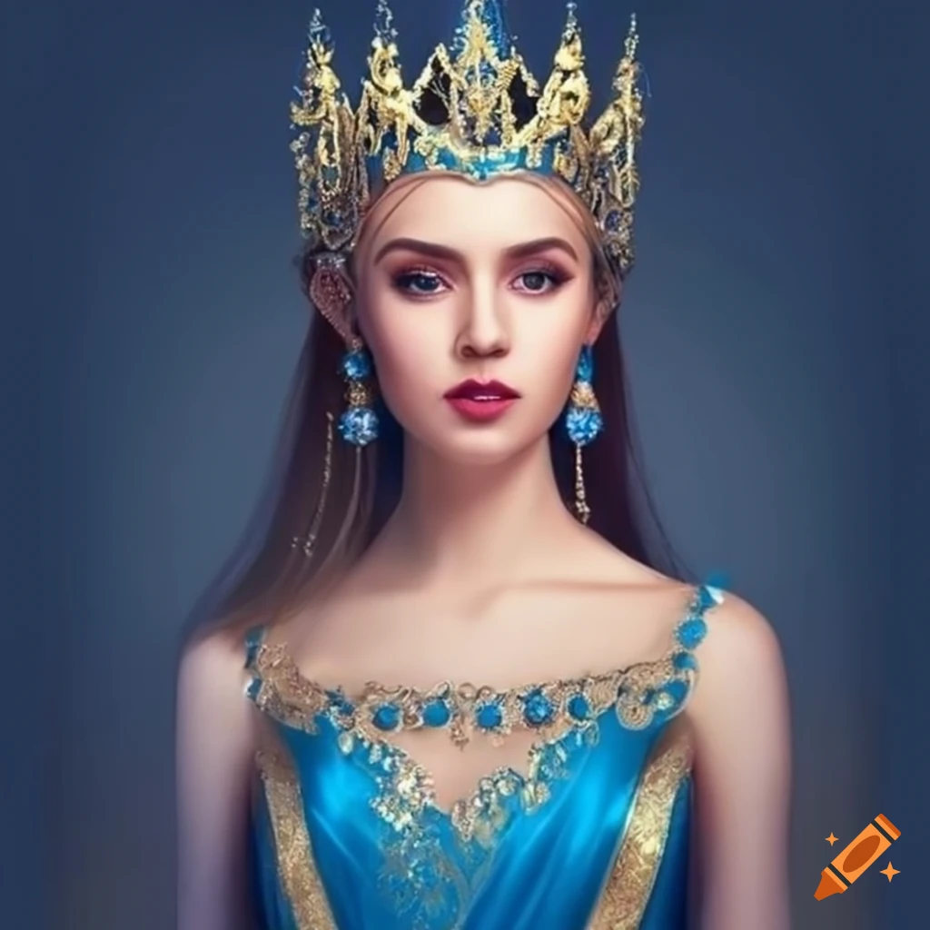 Elegant and powerful fantasy empress on an opulent throne with a jewel-encrusted crown on Craiyon