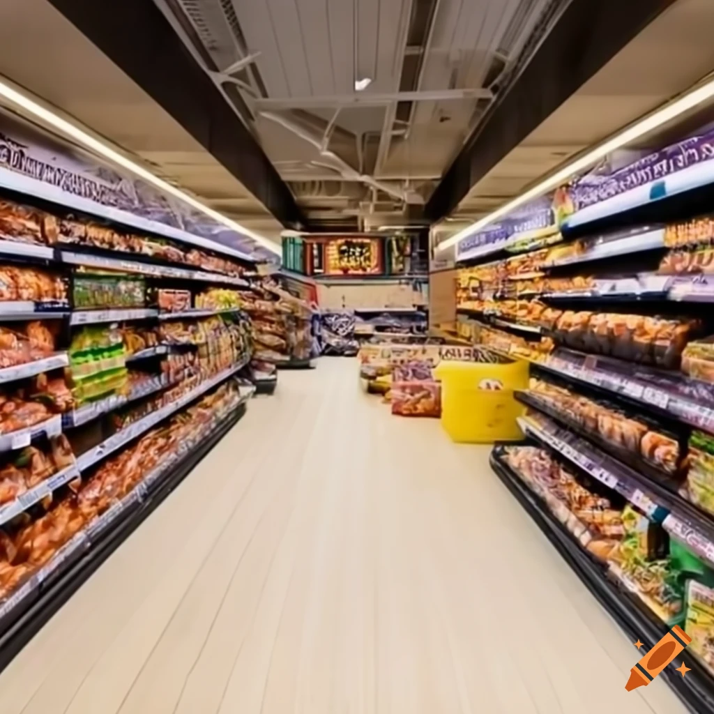 Stunning interior photo of an Aldi supermarket on Craiyon