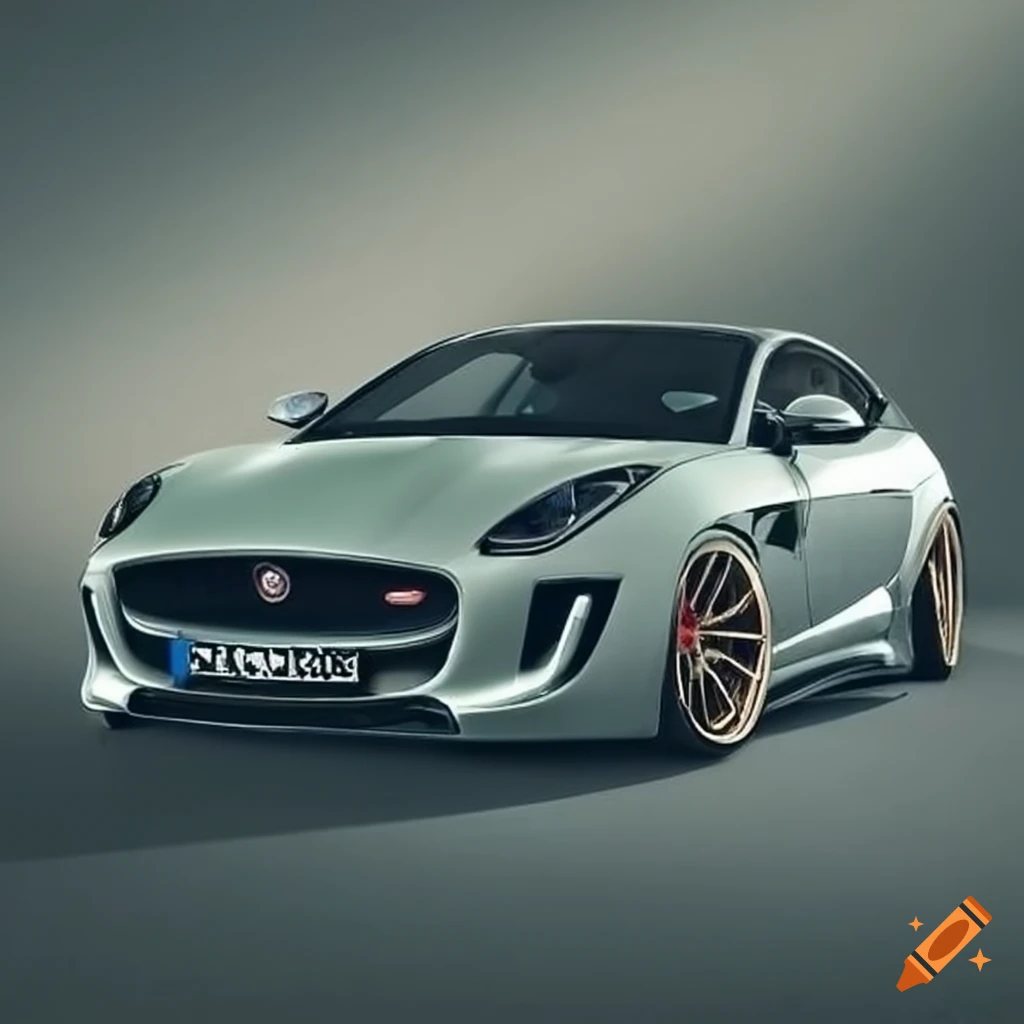 Customized jaguar f-type next to a toyota prius on Craiyon