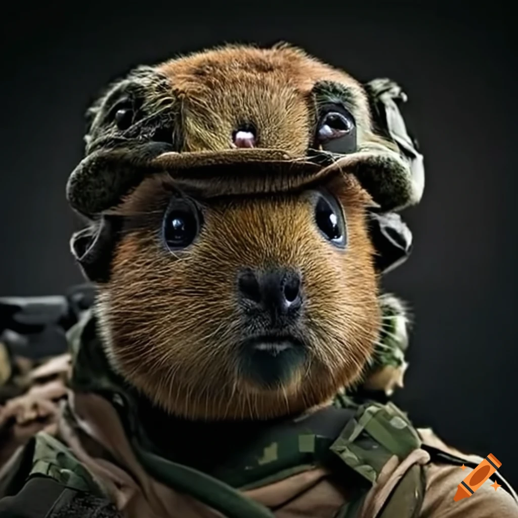Image of a guinea pig in military attire on Craiyon