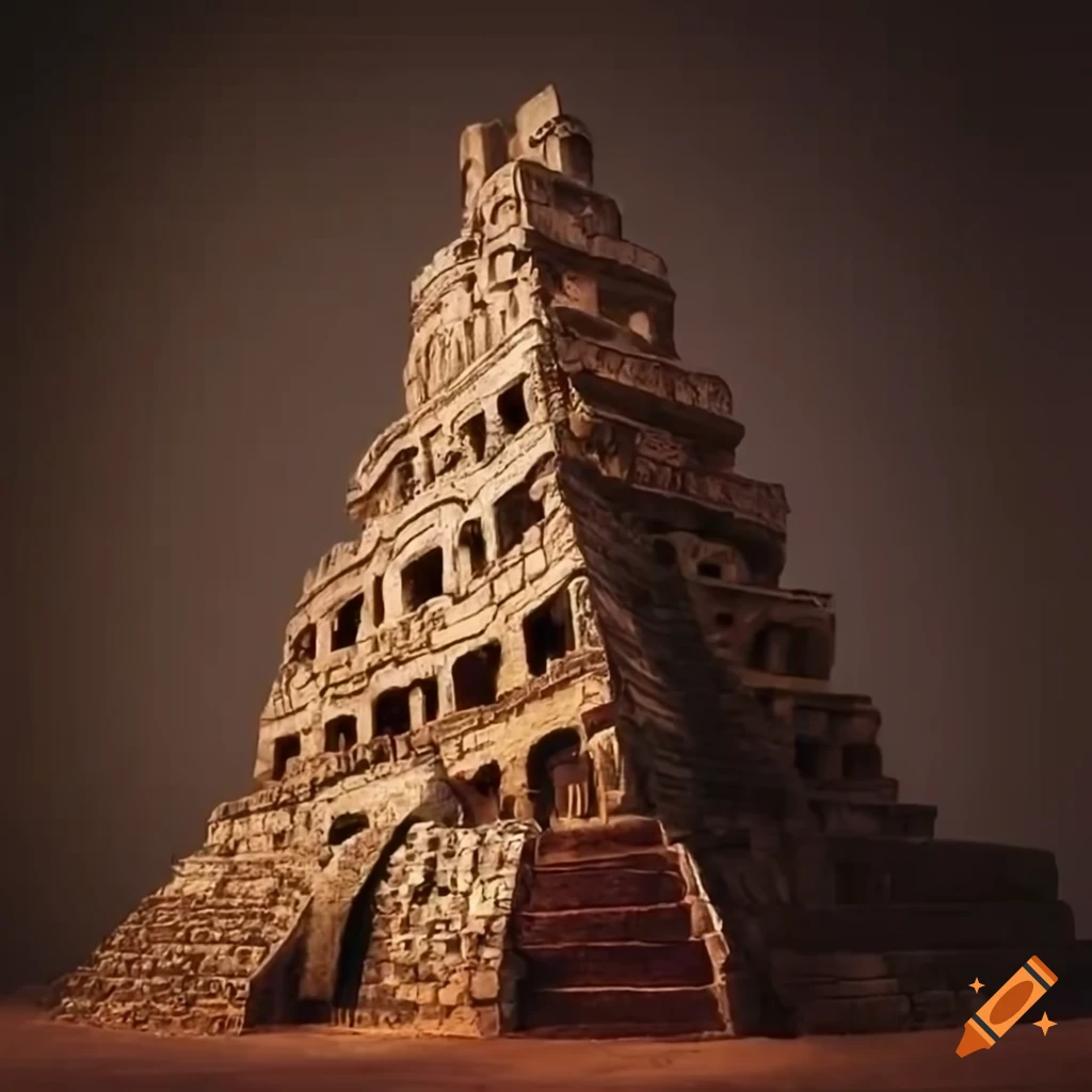 Mayan-style stone Babel Tower on Craiyon