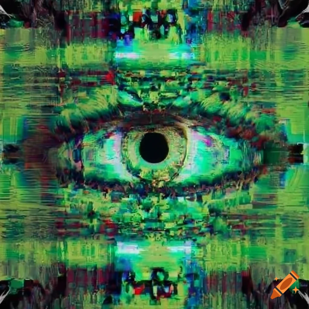 Warped reality in the fifth dimension with glitchy effects on Craiyon