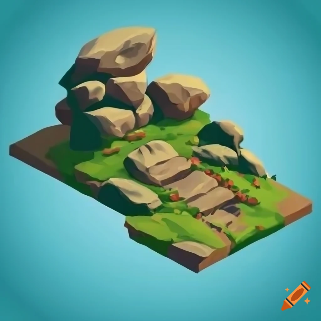Realistic isometric top-down view of a water area with rock walls on ...