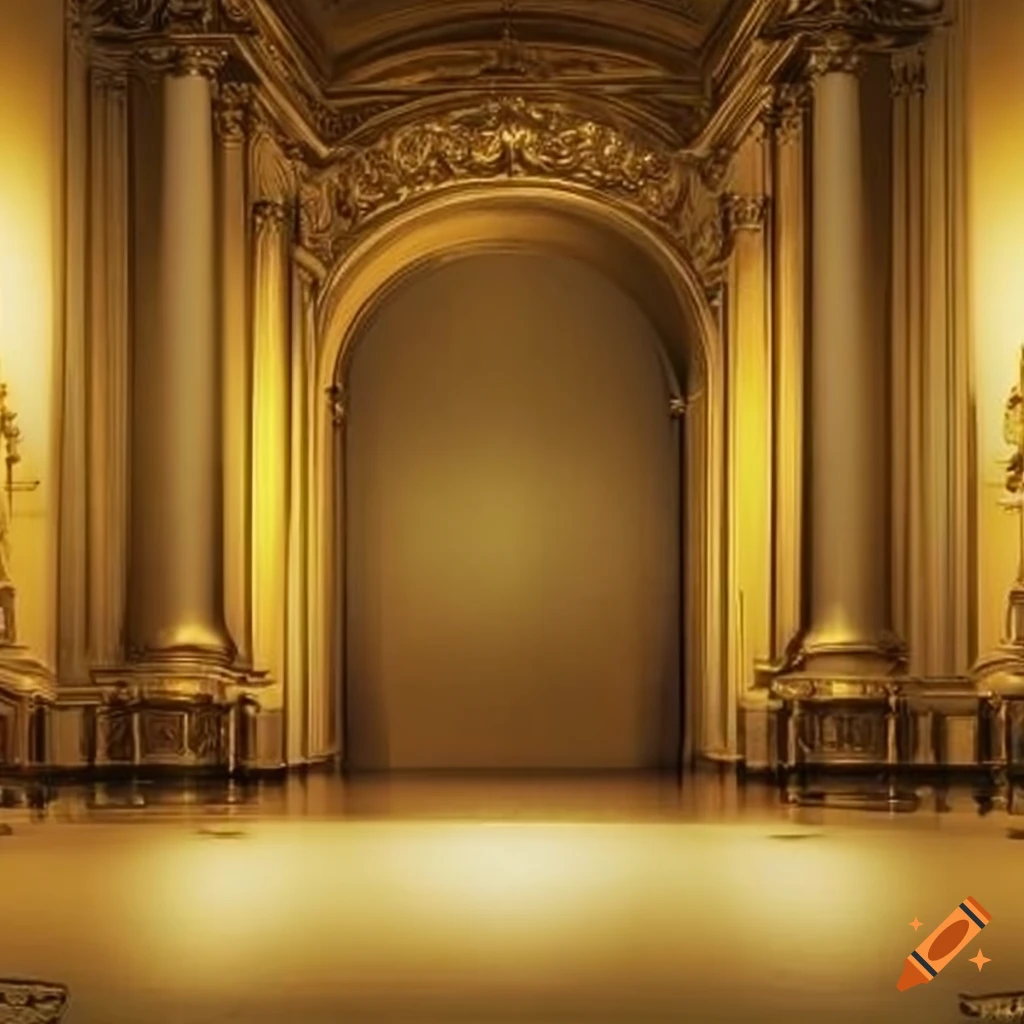 Gorgeous hallway with golden windows and sunrays on Craiyon